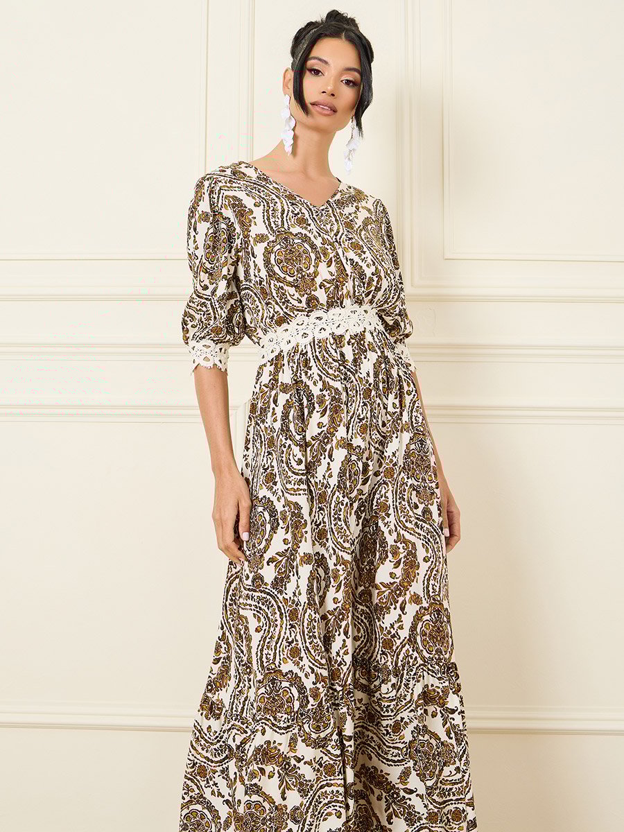 damask pattern dress