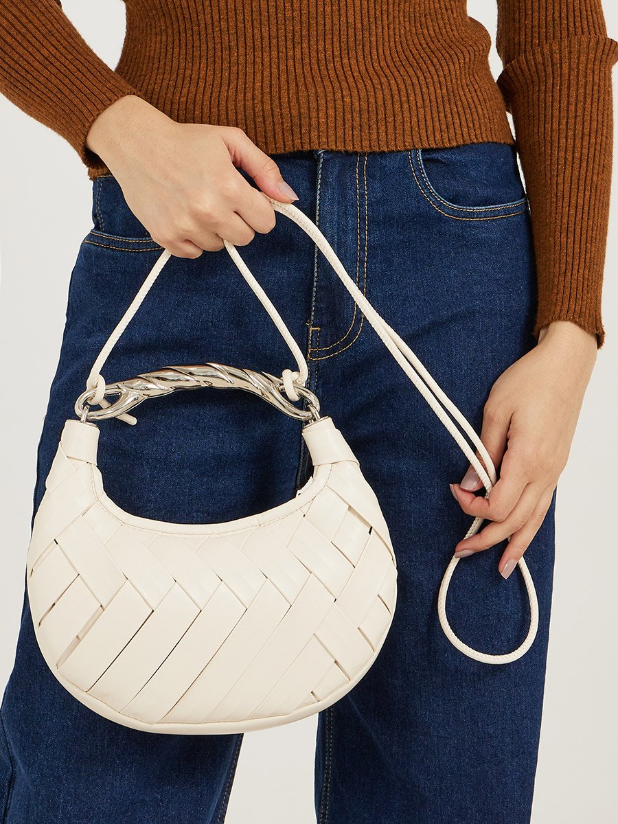 Braided Handbag with Metallic Handle For Women at Saudi | Styli