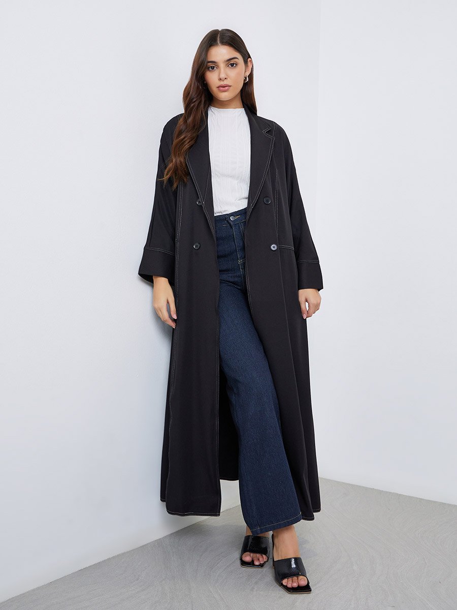 Notch Label Double Breasted Abaya For Women at UAE | Styli