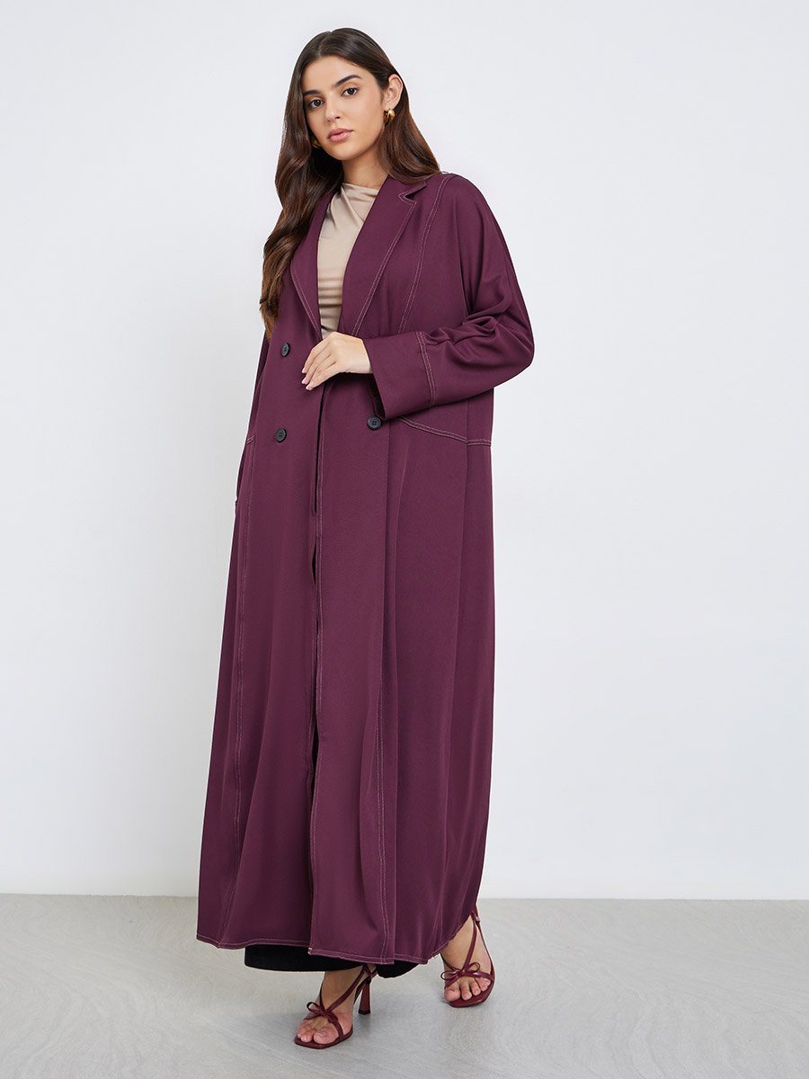 Notch Label Double Breasted Abaya For Women at UAE | Styli