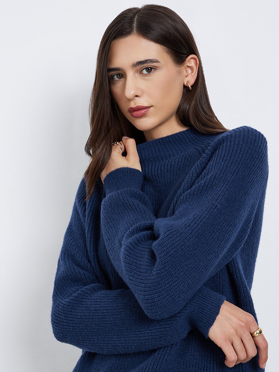 Navy Blue Regular Fit Sweater For Women at UAE | Styli