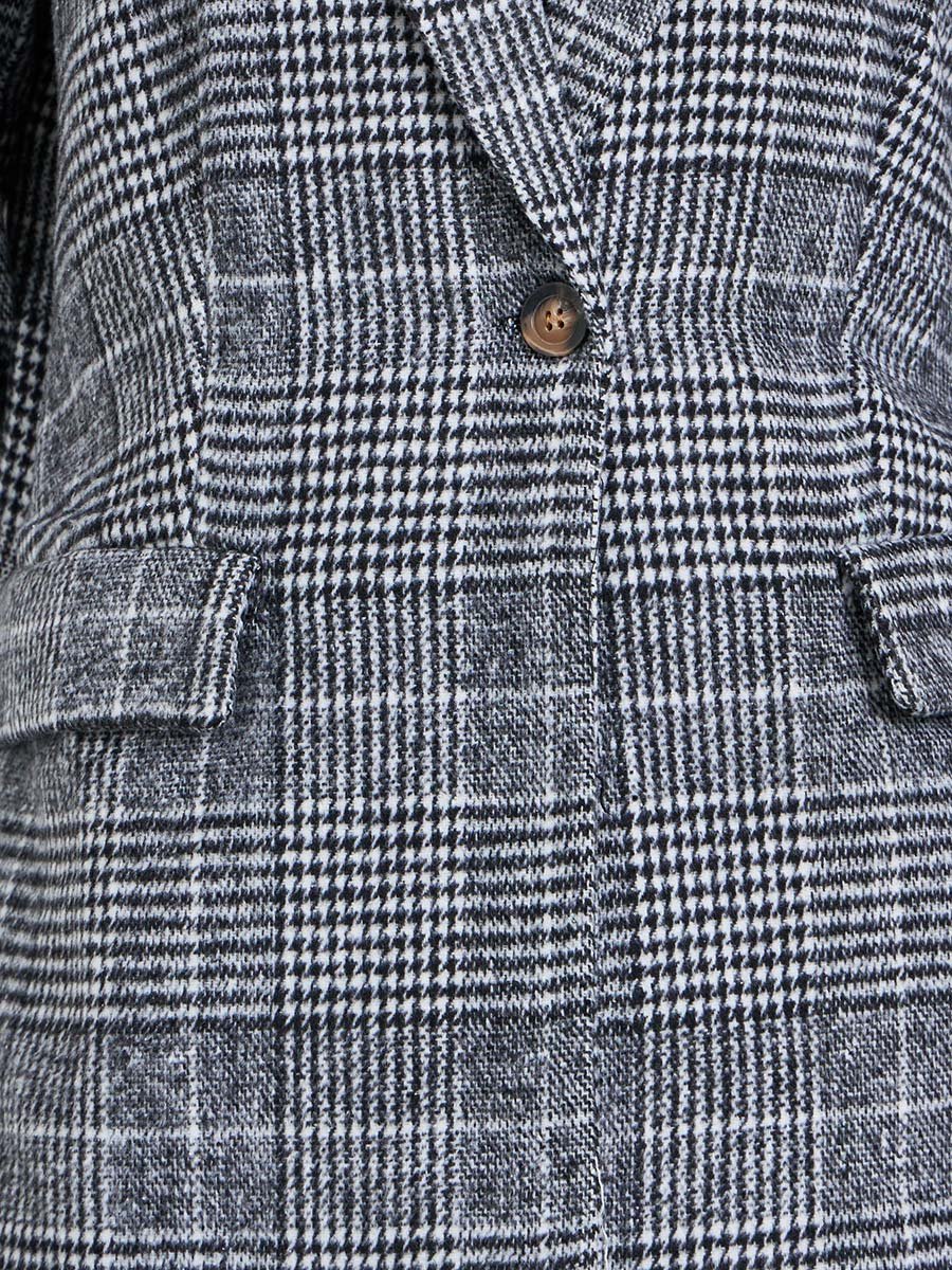 Regular Fit Longline Houndstooth Pattern Blazer For Women at UAE | Styli