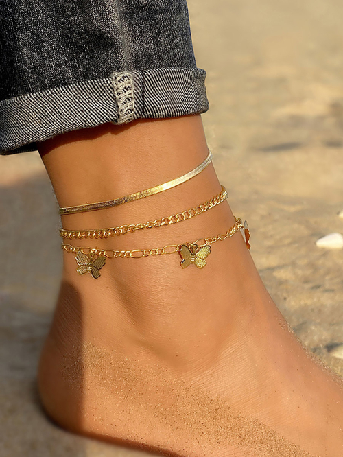 Butterfly gold anklet store
