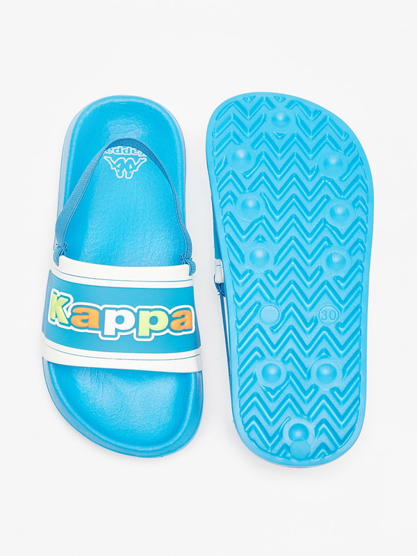 Buy Logo Detail Slide Slippers with Elastic Strap Blue For Kids | Styli UAE
