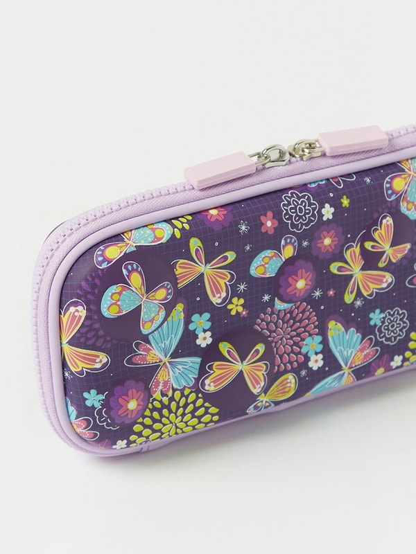 Buy Butterfly Print Zip Pencil Case Blue For Kids | Styli Saudi