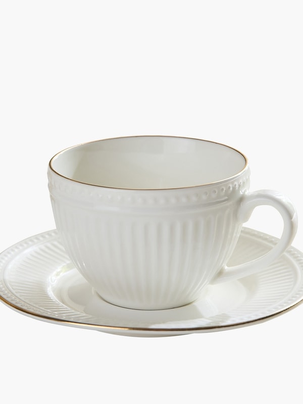 Embossed Gold Line Tea Cup and Saucer - 260ml For Default Category at ...