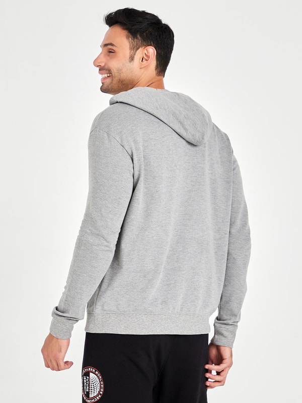 Solid Hoodie with Full Zip Closure | Styli