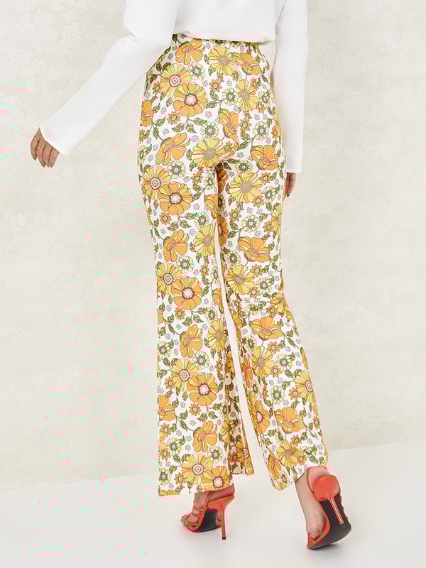 Buy Floral Print Flare Leg Trouser Multi For Default Category | Styli UAE