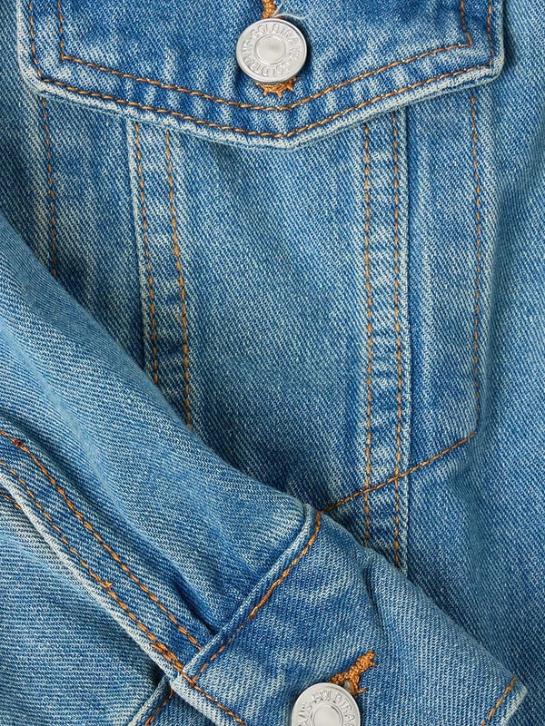 Buy Regular Fit Longline Denim Jacket with Tie Belt Medium Blue For ...