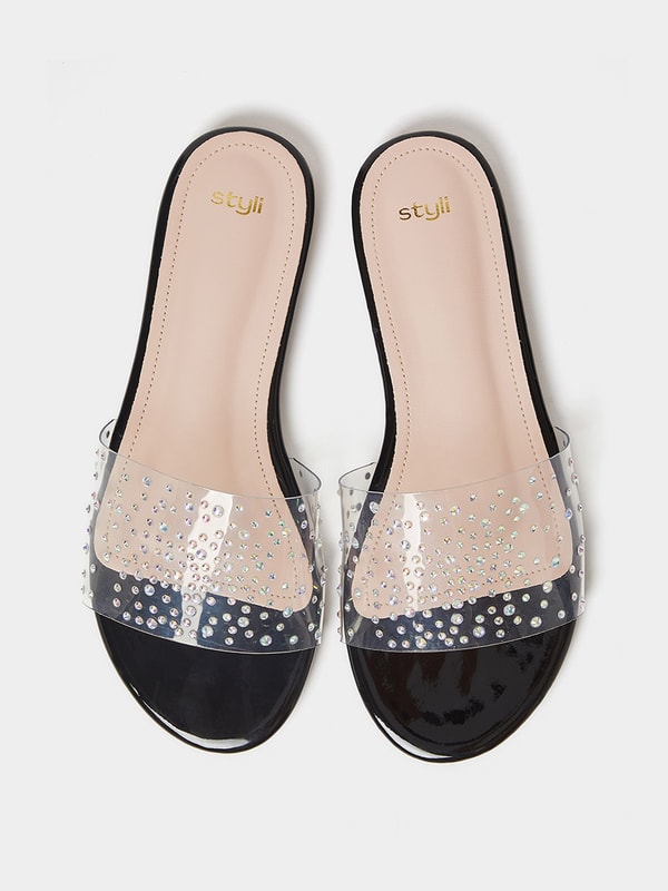clear perspex flat sandals