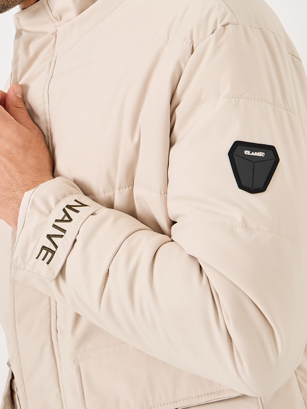 Padded Puffa Hooded Jacket with Text Print Detail | Styli