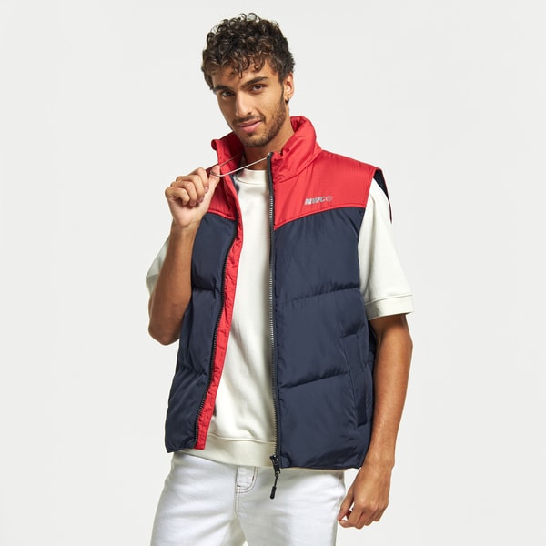 Quilted Zip Through Gilete Jacket with Pocket Detail | Styli