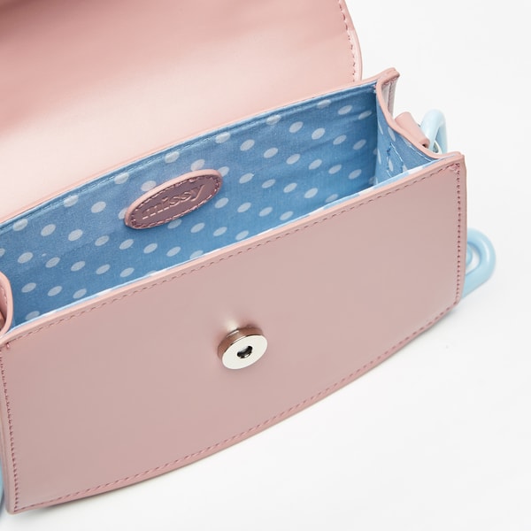 Solid Crossbody Bag With Chain Link Strap Styli