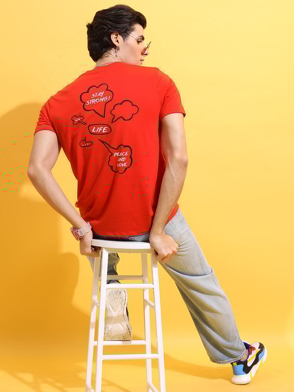 Relaxed Fit Back Graphic Print T-Shirt | Styli