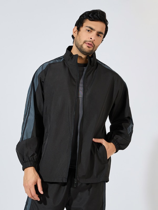 Front Zip Striped Panel Detail Athleisure Track Suit For Men at Saudi ...