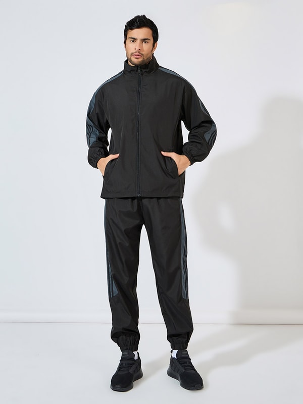 Front Zip Striped Panel Detail Athleisure Track Suit For Men at Saudi ...
