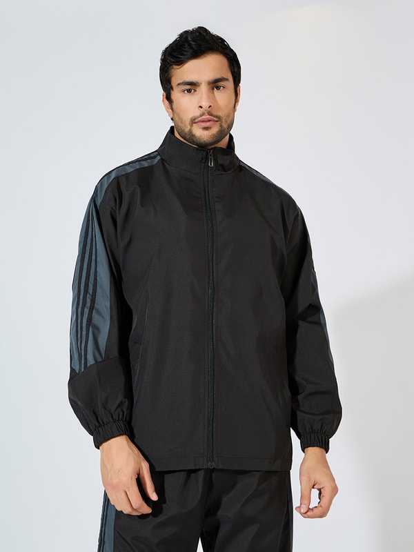 Front Zip Striped Panel Detail Athleisure Track Suit For Men at Saudi ...