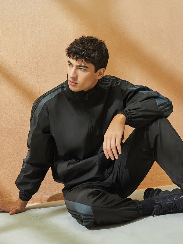 Front Zip Striped Panel Detail Athleisure Track Suit For Men at Saudi ...