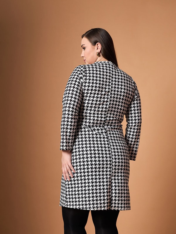 Plus Size Houndstooth Print Belted A-Line Mini Dress For Women at Saudi ...