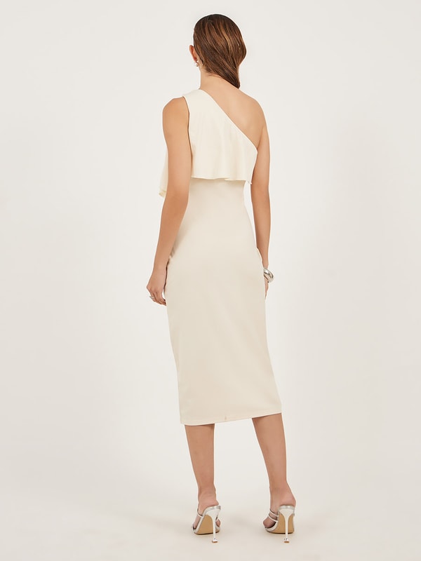 Plain One Shoulder Neck Sheath Midi Dress For Women at UAE | Styli