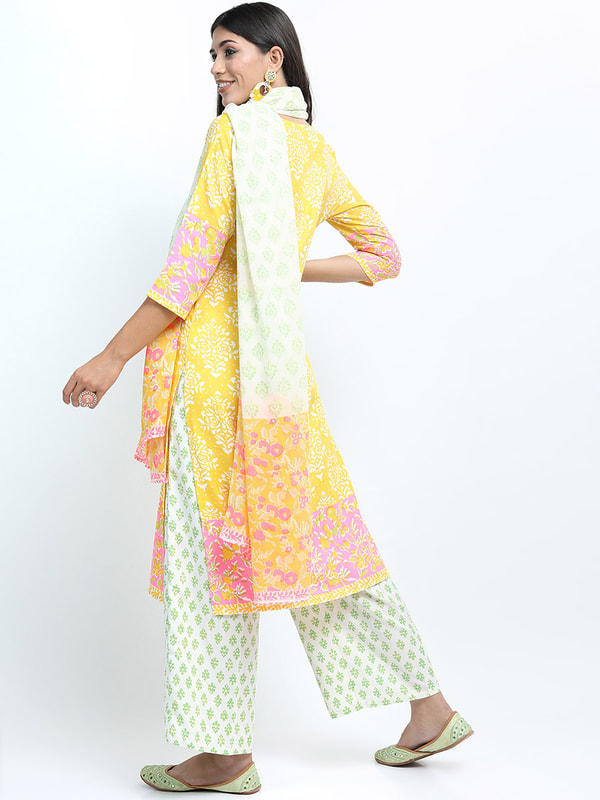 Women Multi-Color Floral Printed Kurta Set with Dupatta For Women at ...