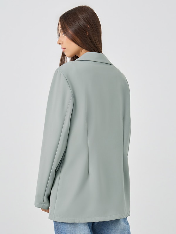 Solid Notch Label Blazer with Pockets For Women at UAE | Styli