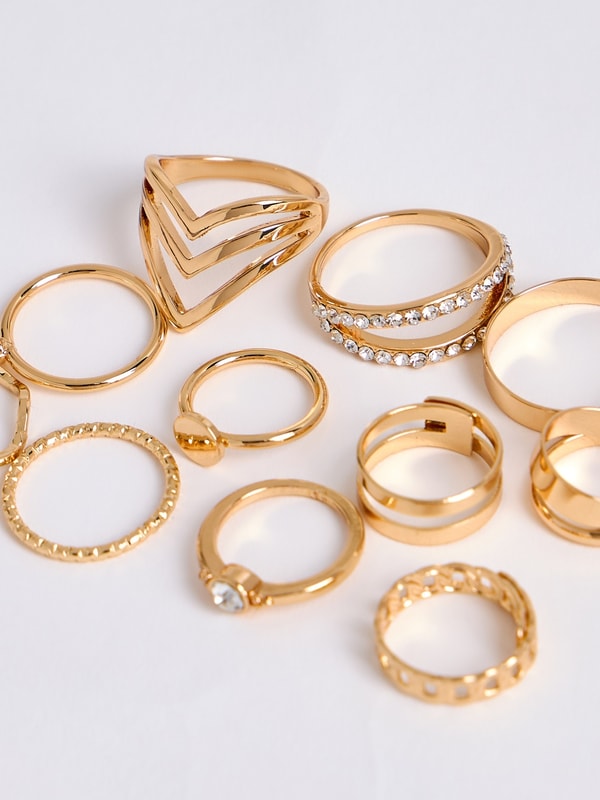 Buy Pack of 11 - Assorted Metallic Rings Gold For Default Category ...