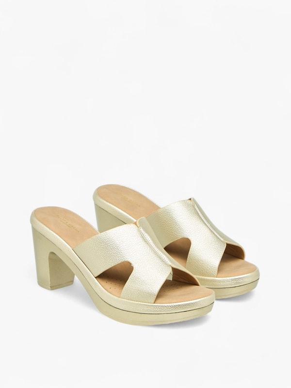 Cut-Out Detail Slip-On Sandals with Block Heels For Default Category at ...