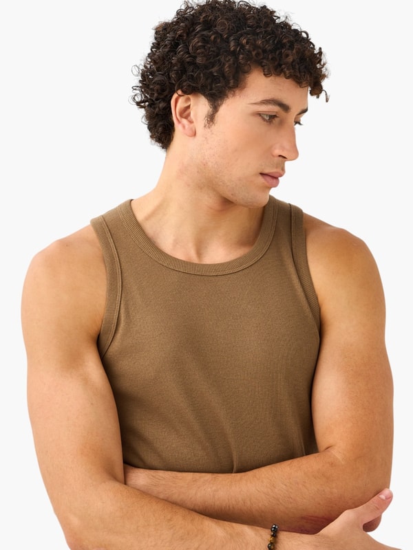 Men Ribbed Cotton Blend Vest For Default Category at Saudi | Styli