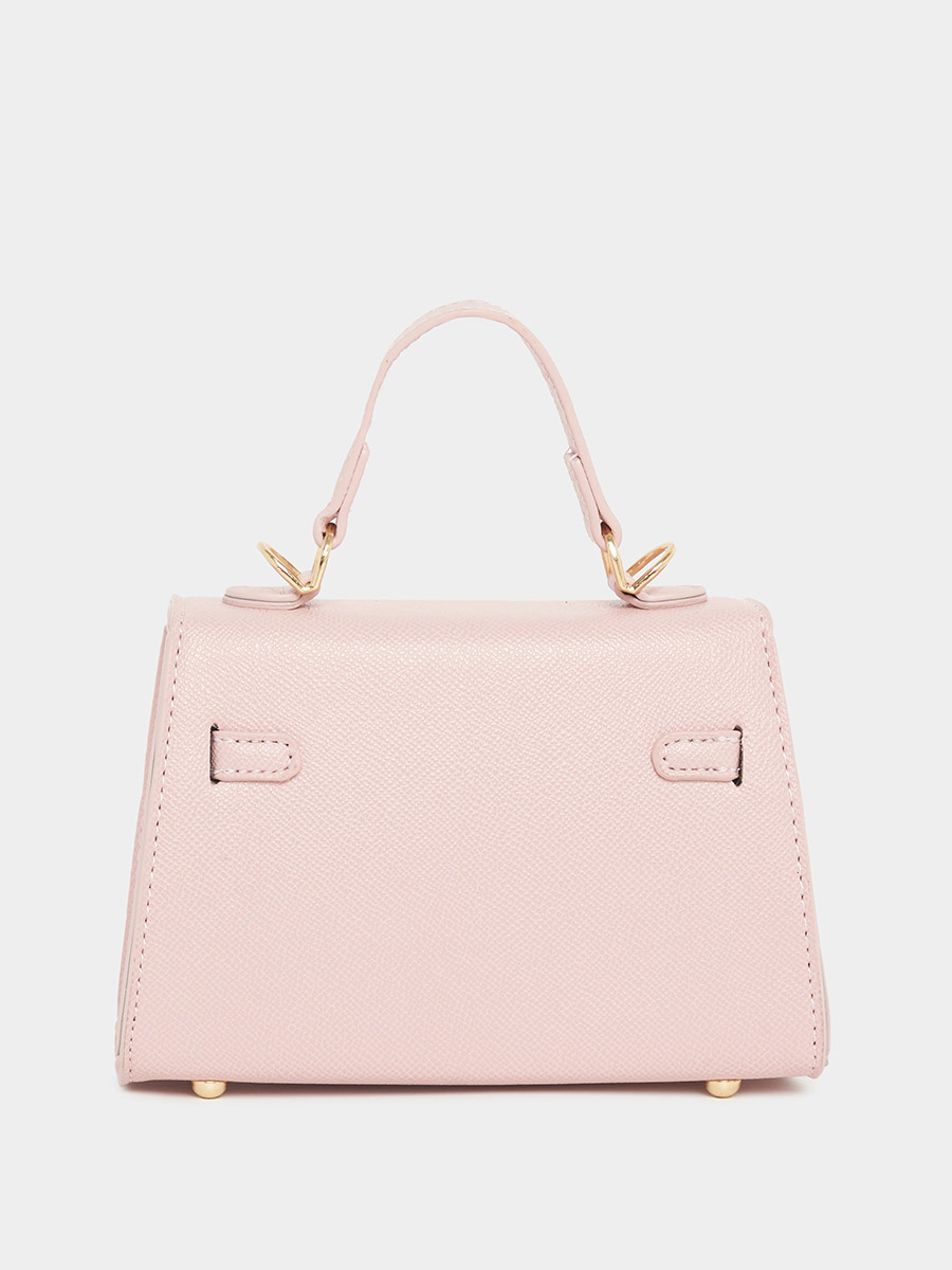 Buy Textured Handbag with Turn-Lock Closure Pink For Women | Styli UAE