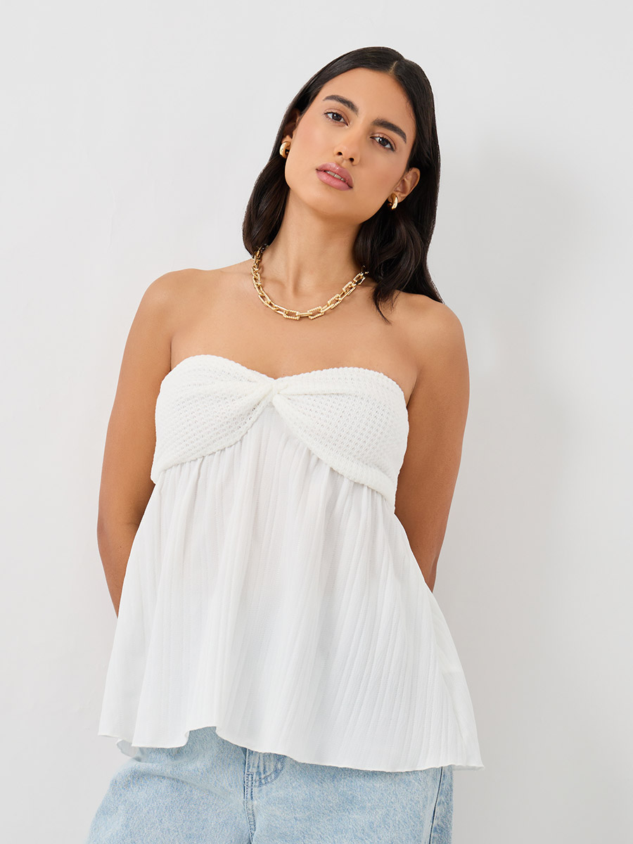 Buy Twisted Front Sleeveless Top White For Women | Styli UAE
